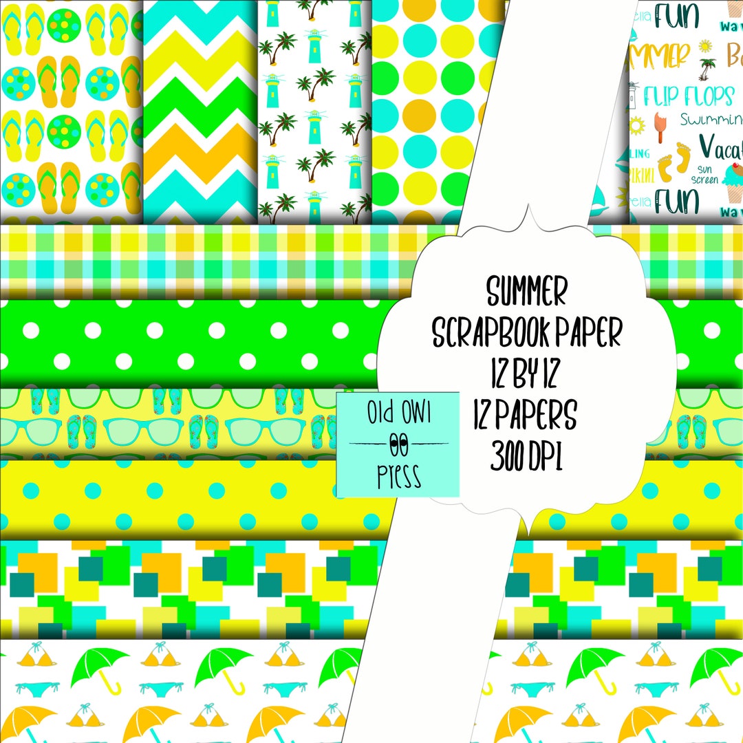 Summer Scrapbook Paper, Flip Flop Paper, Commercial Free, Instant ...
