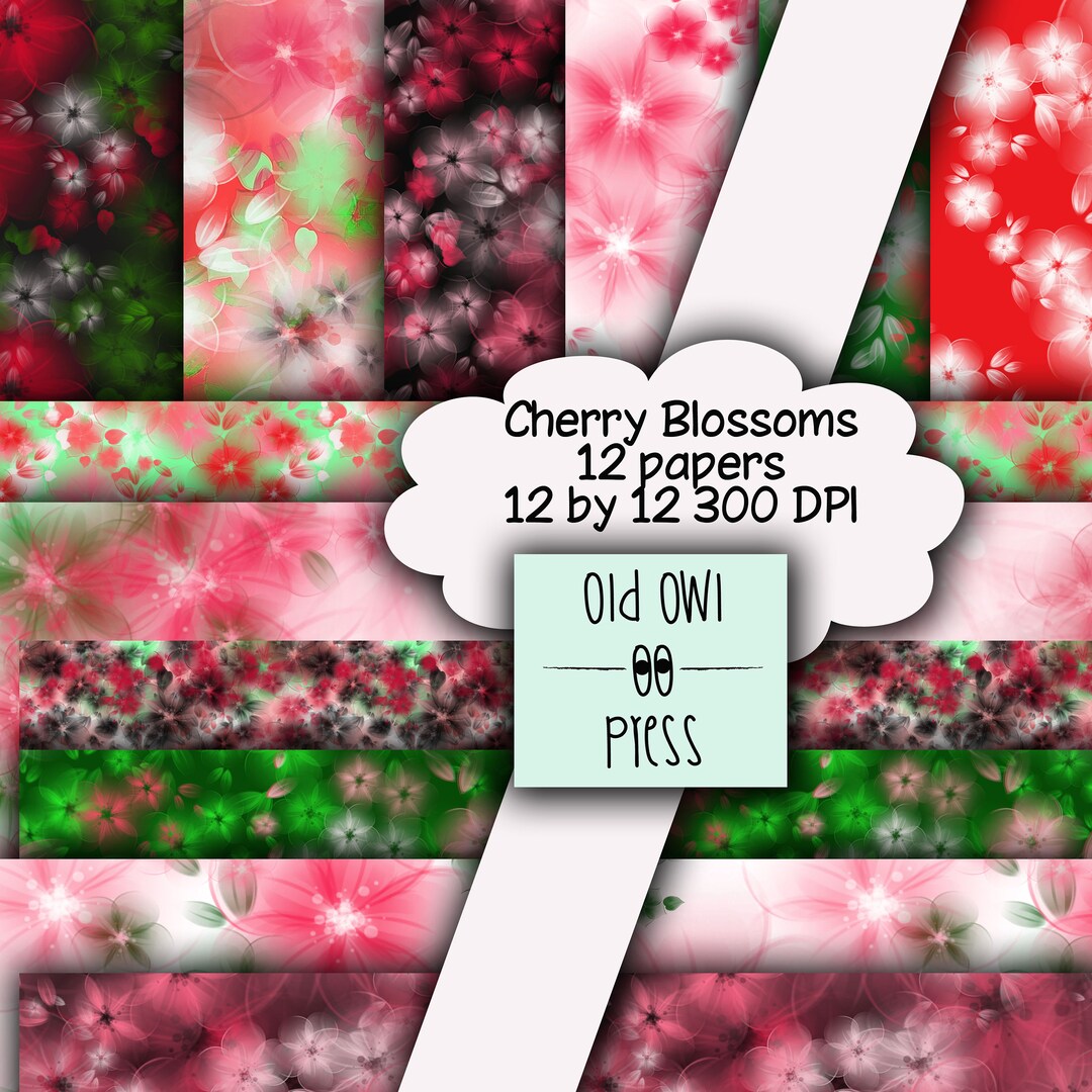 Cherry Blossoms Scrapbook Paper, Instant Download,, Transfer Paper ...