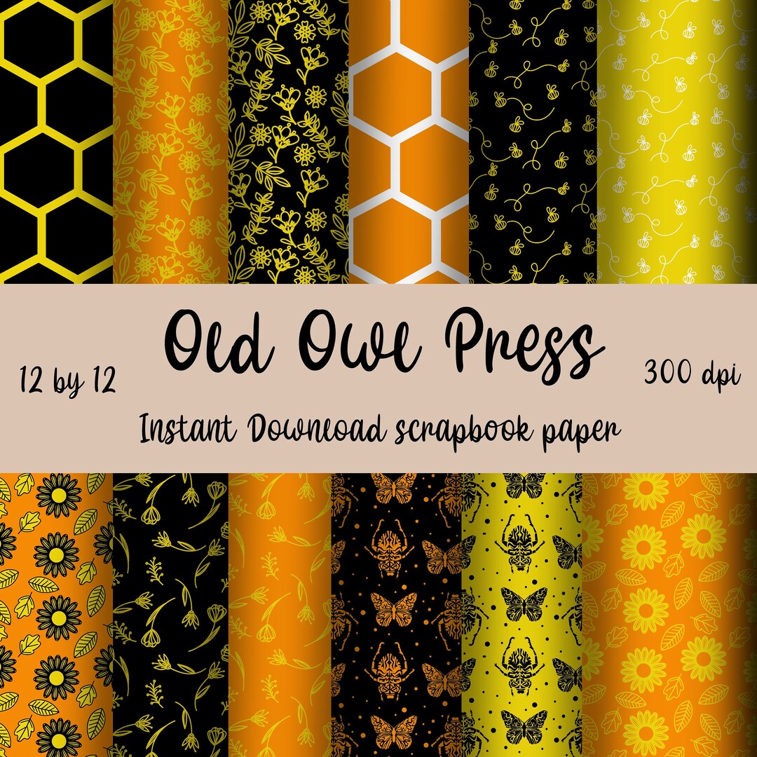 Bumble Bee Paper, Scrapbook Paper, Bee Design Paper, Instant Download ...