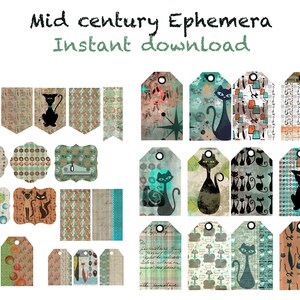 Retro Cat Paper, Cat Scrapbook Paper, Retro Scrapbook, Instant Download ...