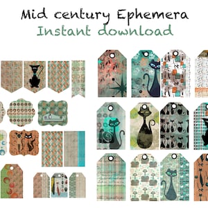 Retro Cat Paper, Cat Scrapbook Paper, Retro Scrapbook, Instant Download ...