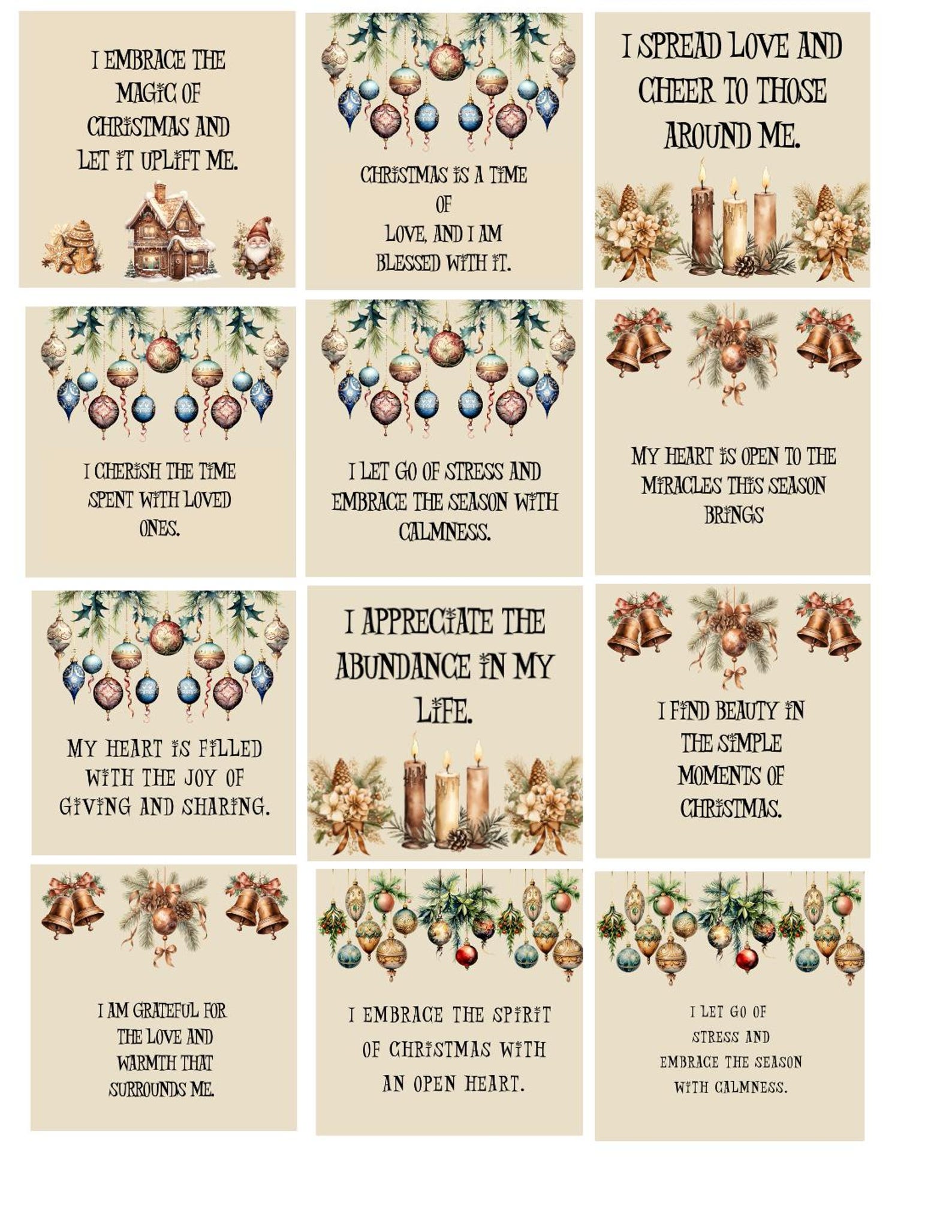 Christmas Affirmation Cards, Printable Motivational Affirmation Cards ...