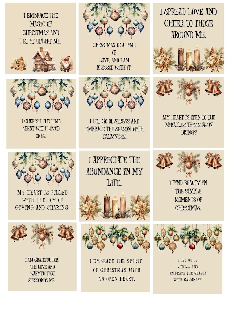 Christmas Affirmation Cards, Printable Motivational Affirmation Cards ...