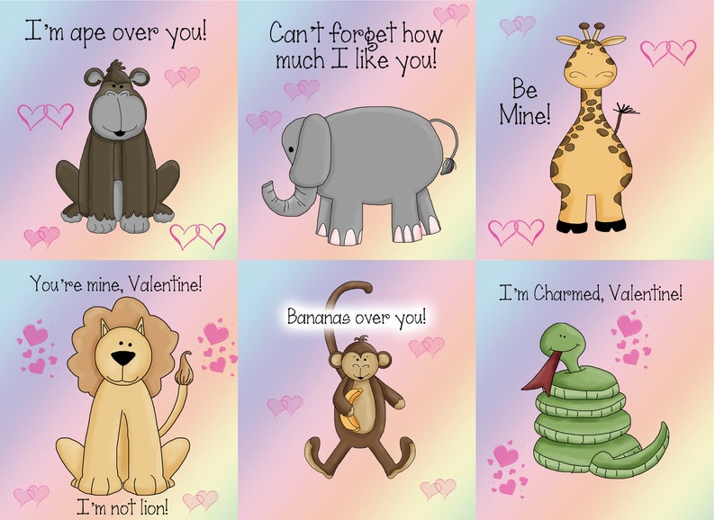 Printable Valentine Cards for Kids, Valentine Cards, Instant Download ...