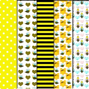 Bumble Bee Paper, Scrapbook Paper, Bee Design Paper, Instant Download ...