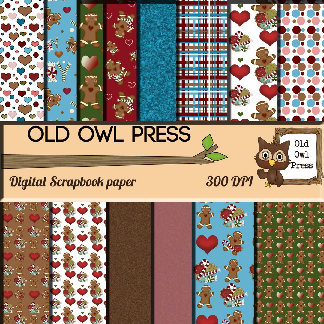 Gingerbread Paper, Scrapbooking,christmas Paper, Instant Download, 12 ...