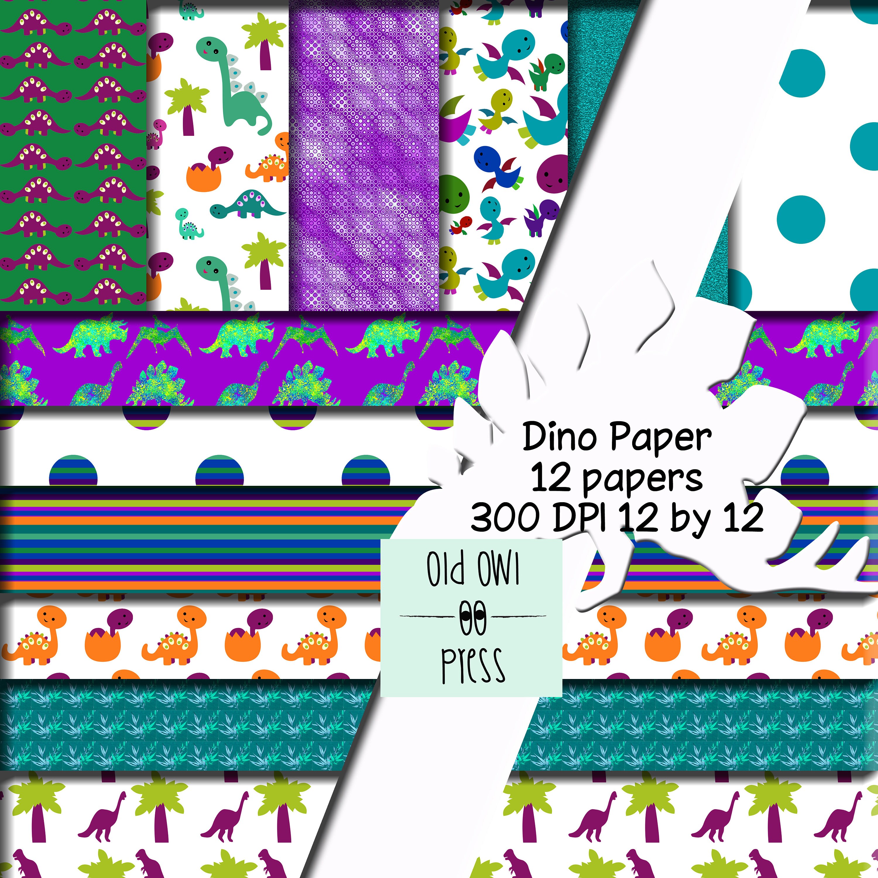 Dinosaur Scrapbook Dinosaur Paper Birthday Paperbuy 20 Get - Etsy