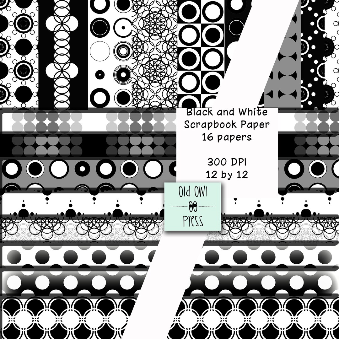 Black and White Scrapbook Paper, Instant Downloadjunk Journal, Transfer ...