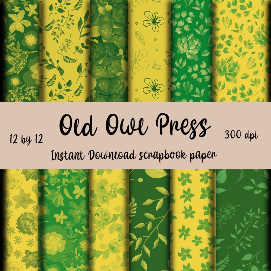 Green and Yellow Scrapbooking Paper, Floral Scrapbooking, Free ...