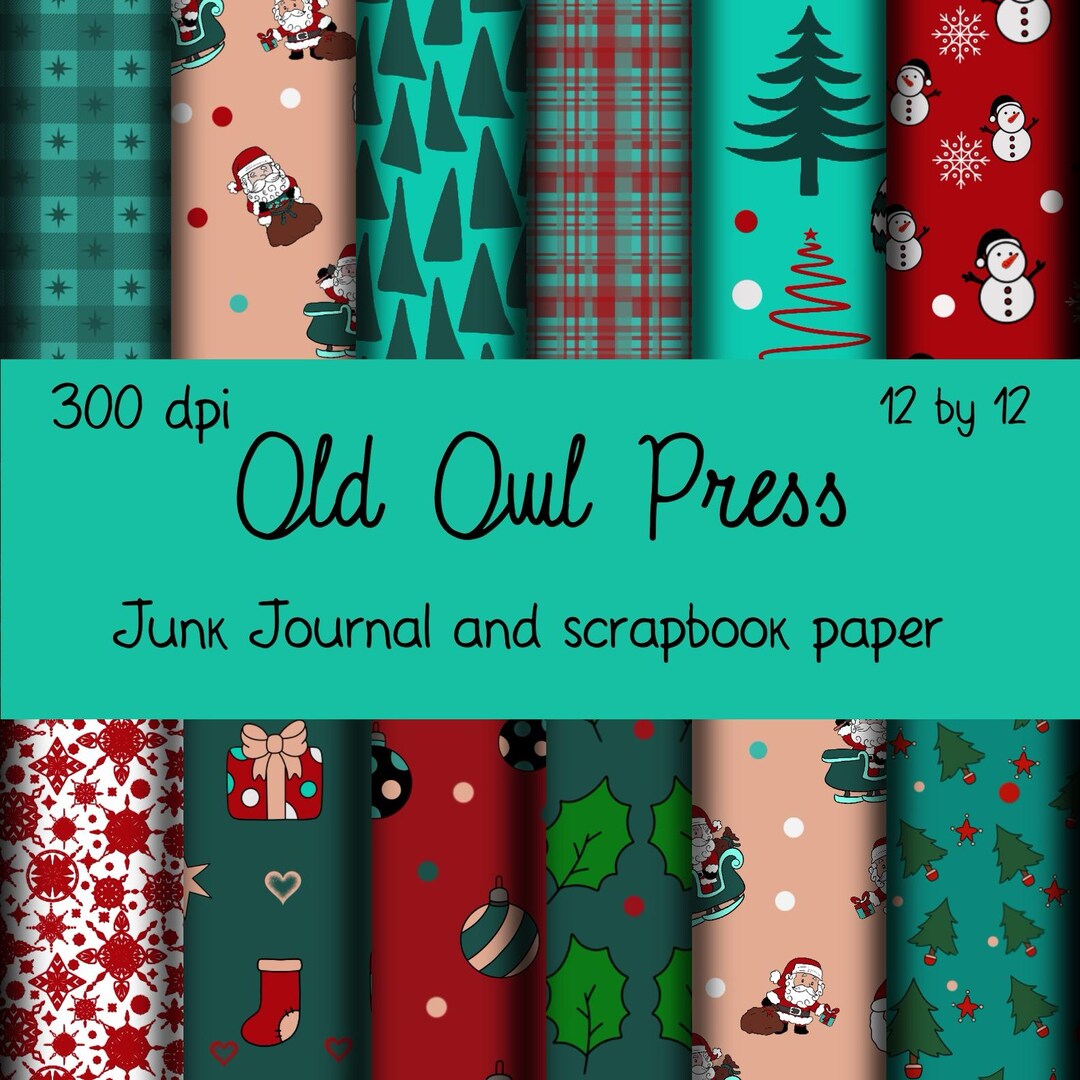 Christmas Scrapbook Paper: Turquoise & Red Holiday Designs (digital ...