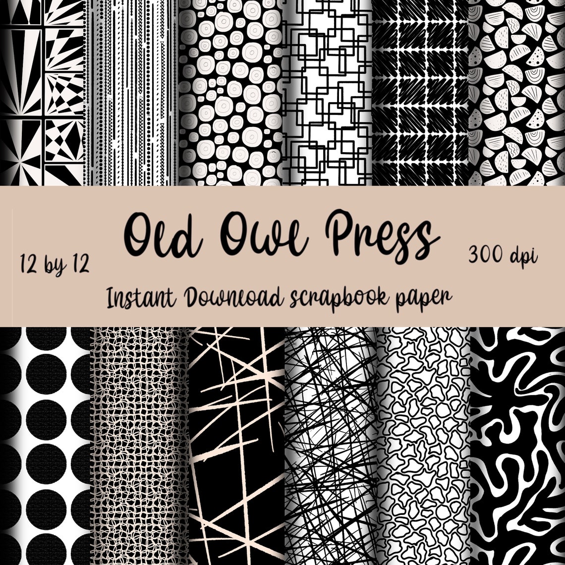 Black and White Scrapbook Paper Instant Download Paper Junk - Etsy