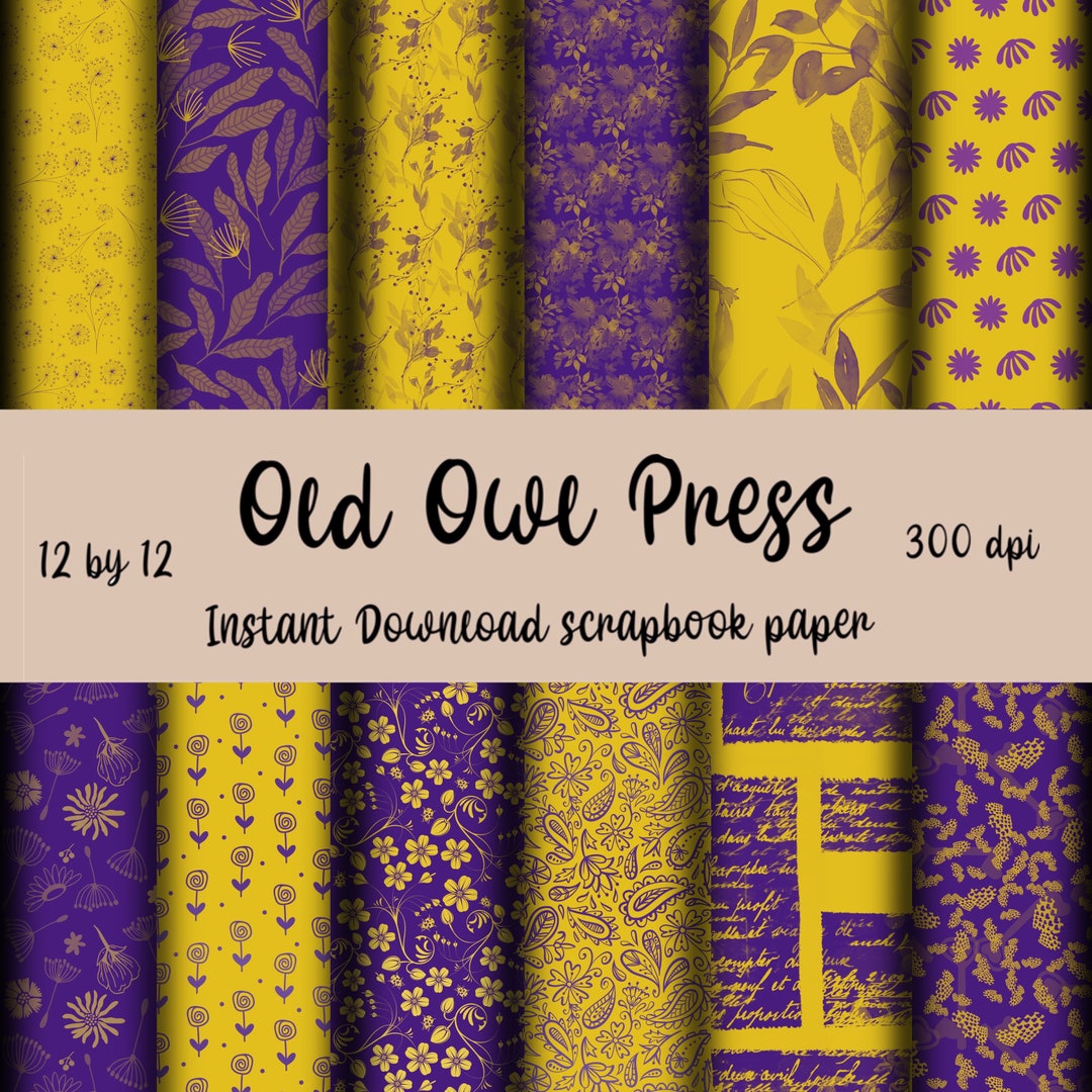 Junk Journal Paper, Purple and Yellow Scrapbooking Paper, Free ...