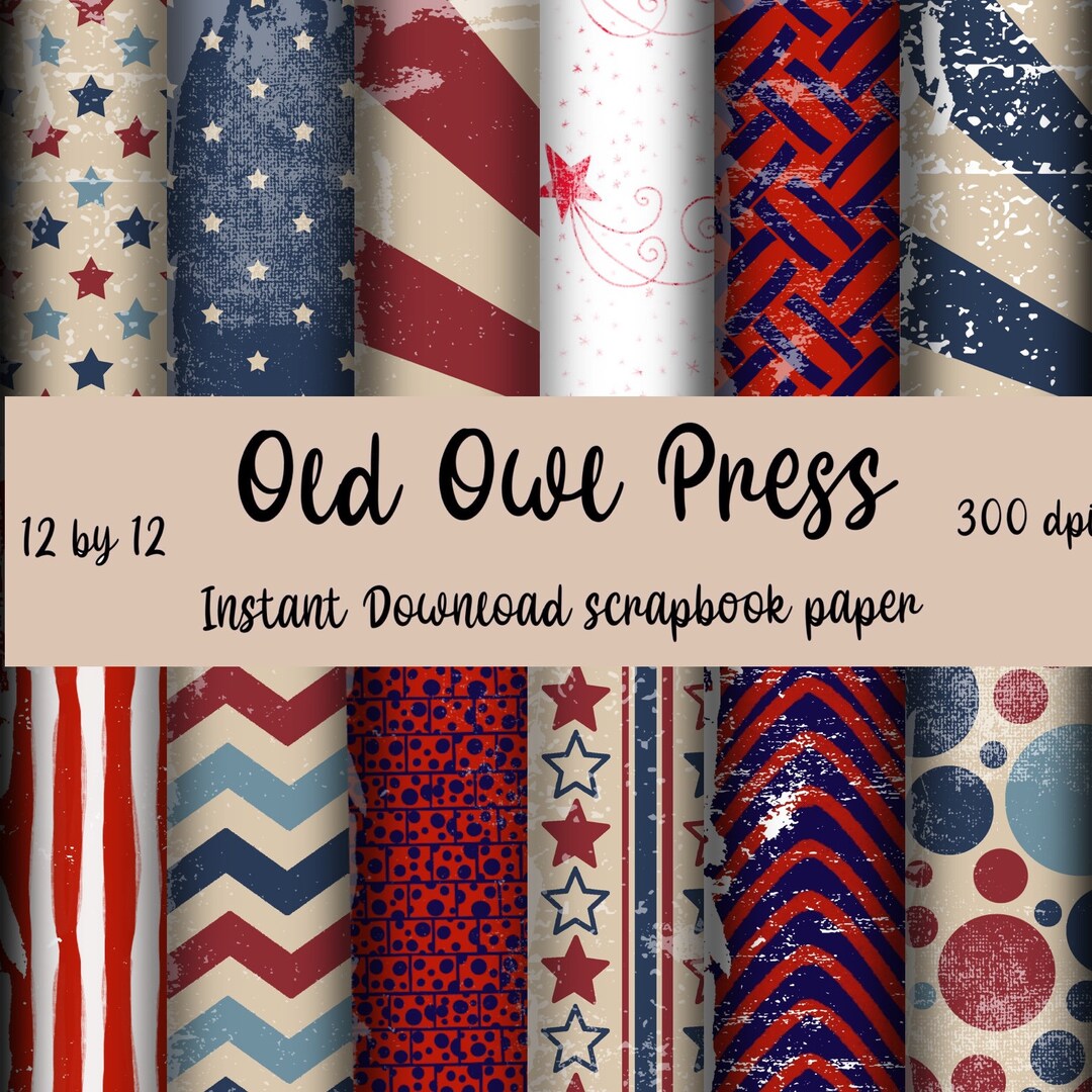 Red and Blue Scrapbook Paper, 12 by 12,scrapbooking, Instant Download ...