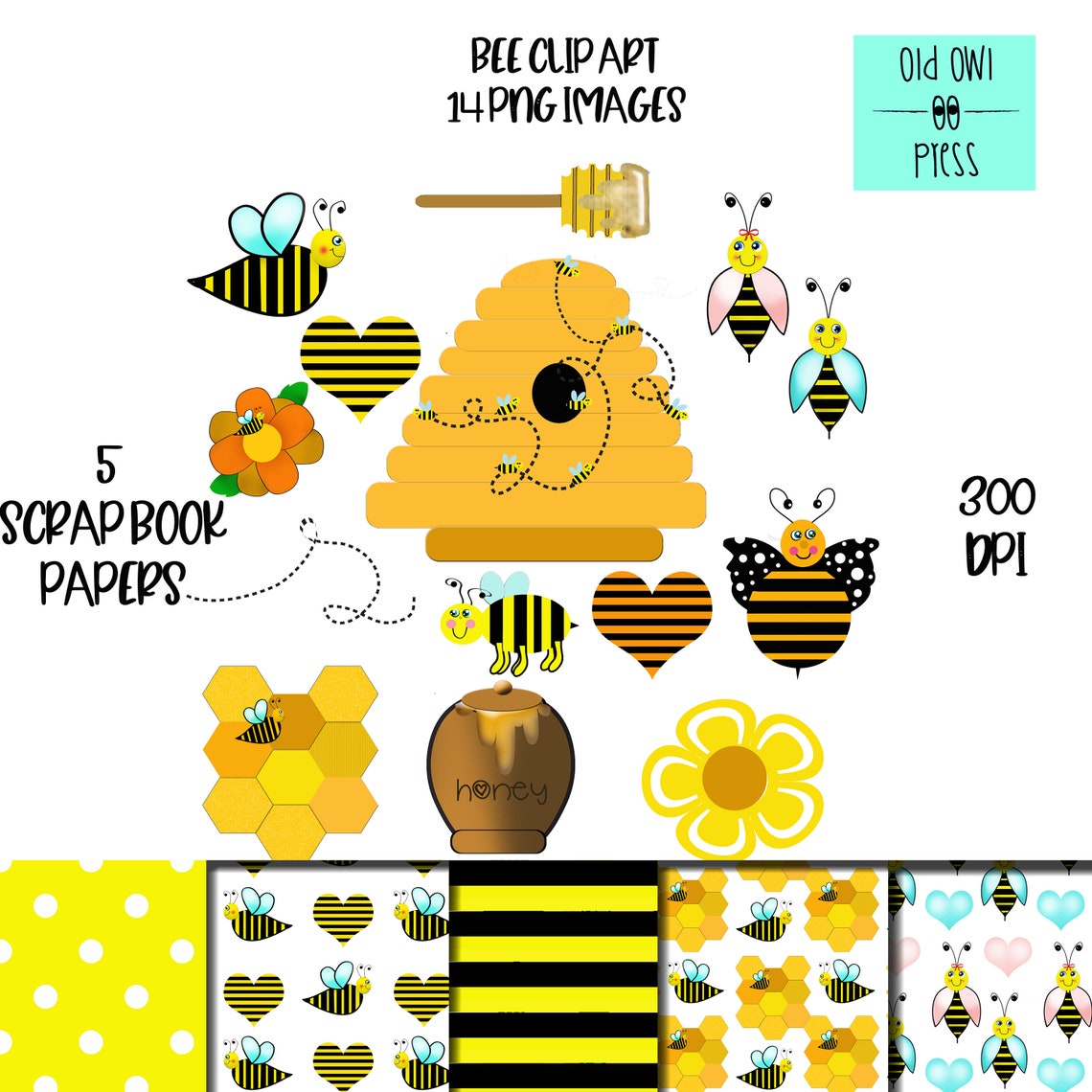 Bumble Bee Paper Scrapbook Paper Bee Design Paper Instant - Etsy