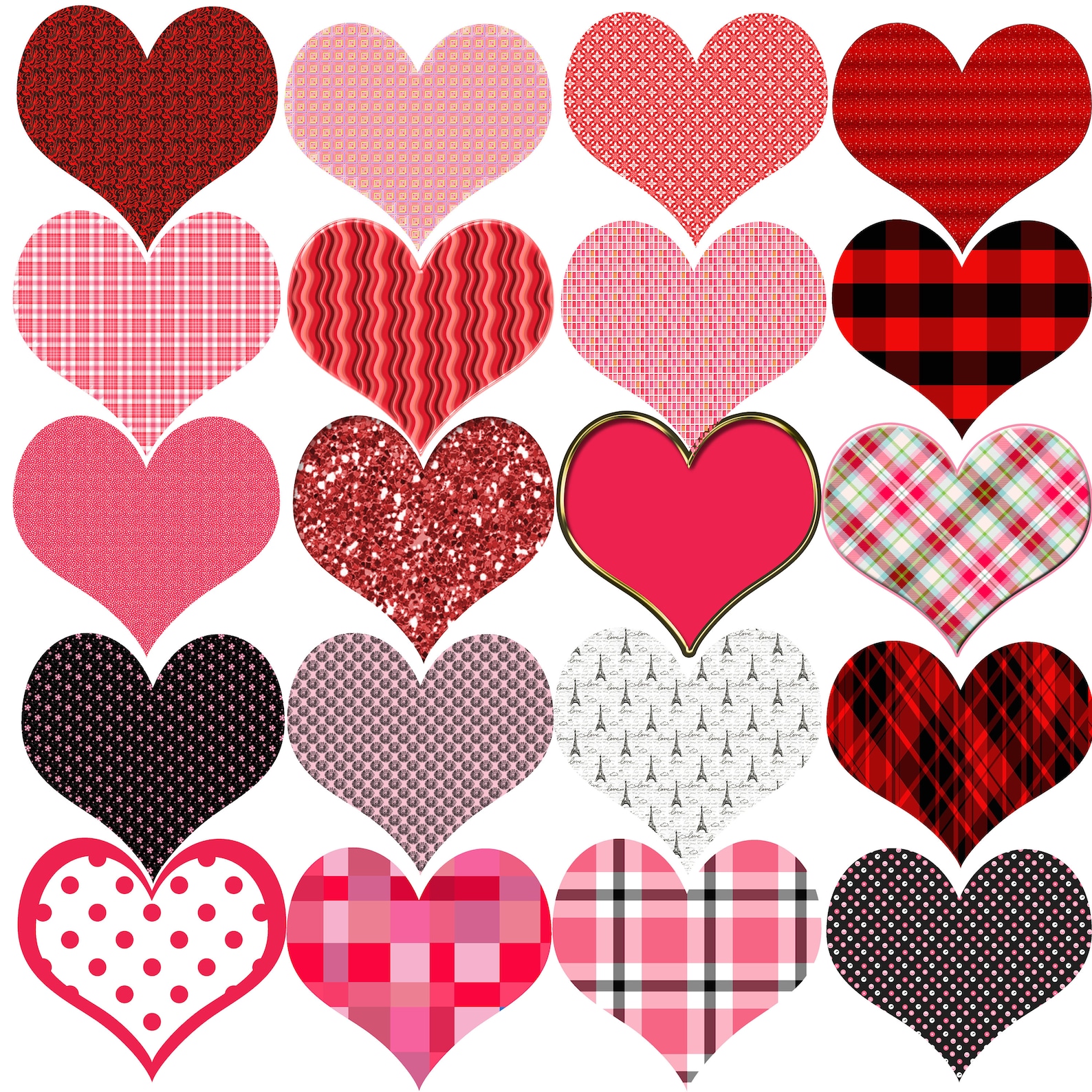 Valentine Hearts, Instant Download, Commercial Use, Heart Clipart, 20 ...