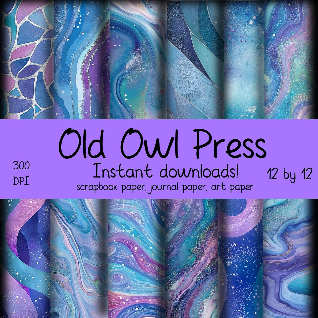Blue Scrapbook Paper Instant Download Water Paper Junk Journal Transfer ...