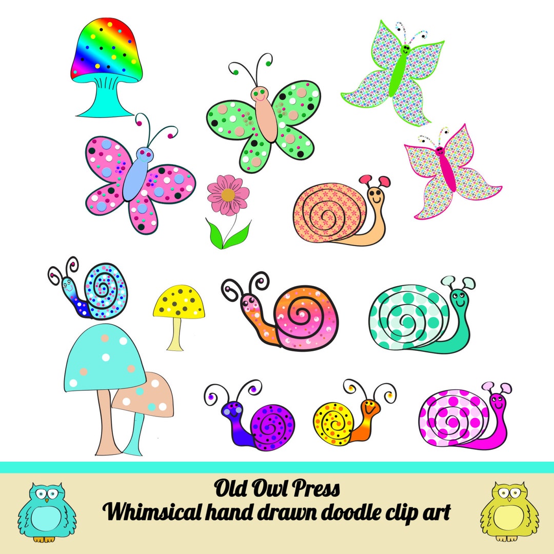 Hand Drawn Clipart, Commercial Use, Snail Clipart, Doodle Clipart ...