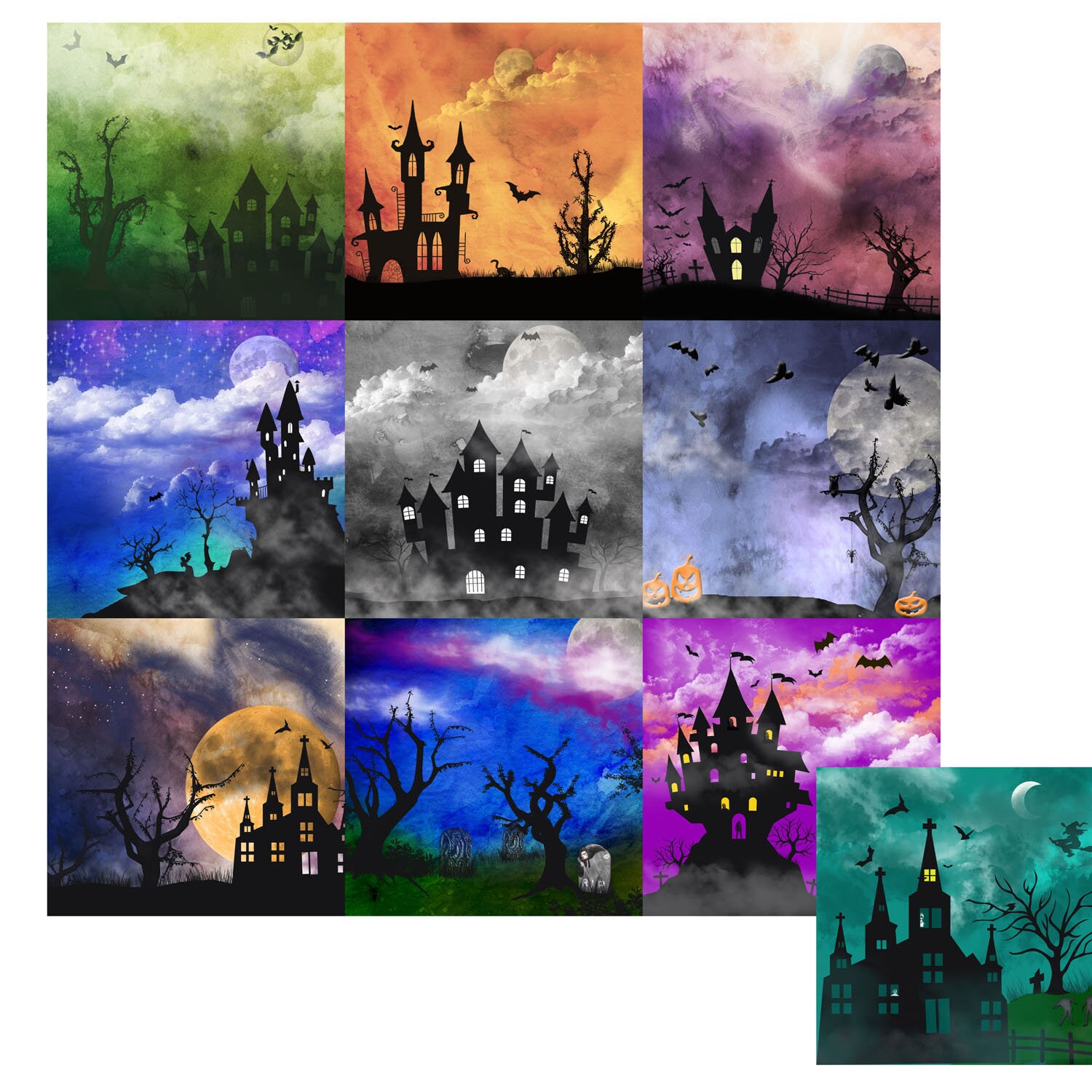 Haunted House Paper, Halloween Paper, Halloween Scenes, Scrapbook Paper ...