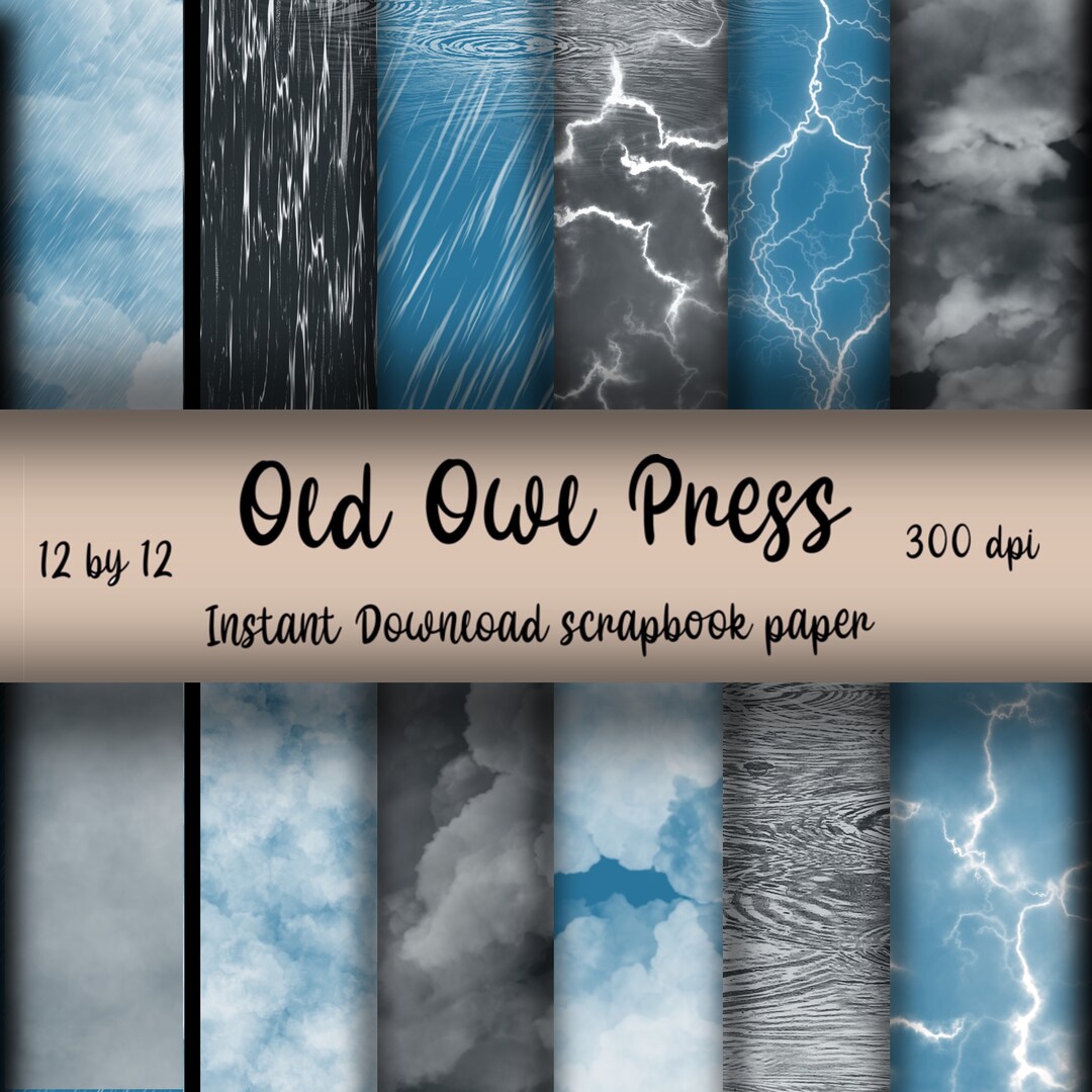 Rain and Storm Scrapbook Papers, Junk Journal Paper, Rainy Day ...