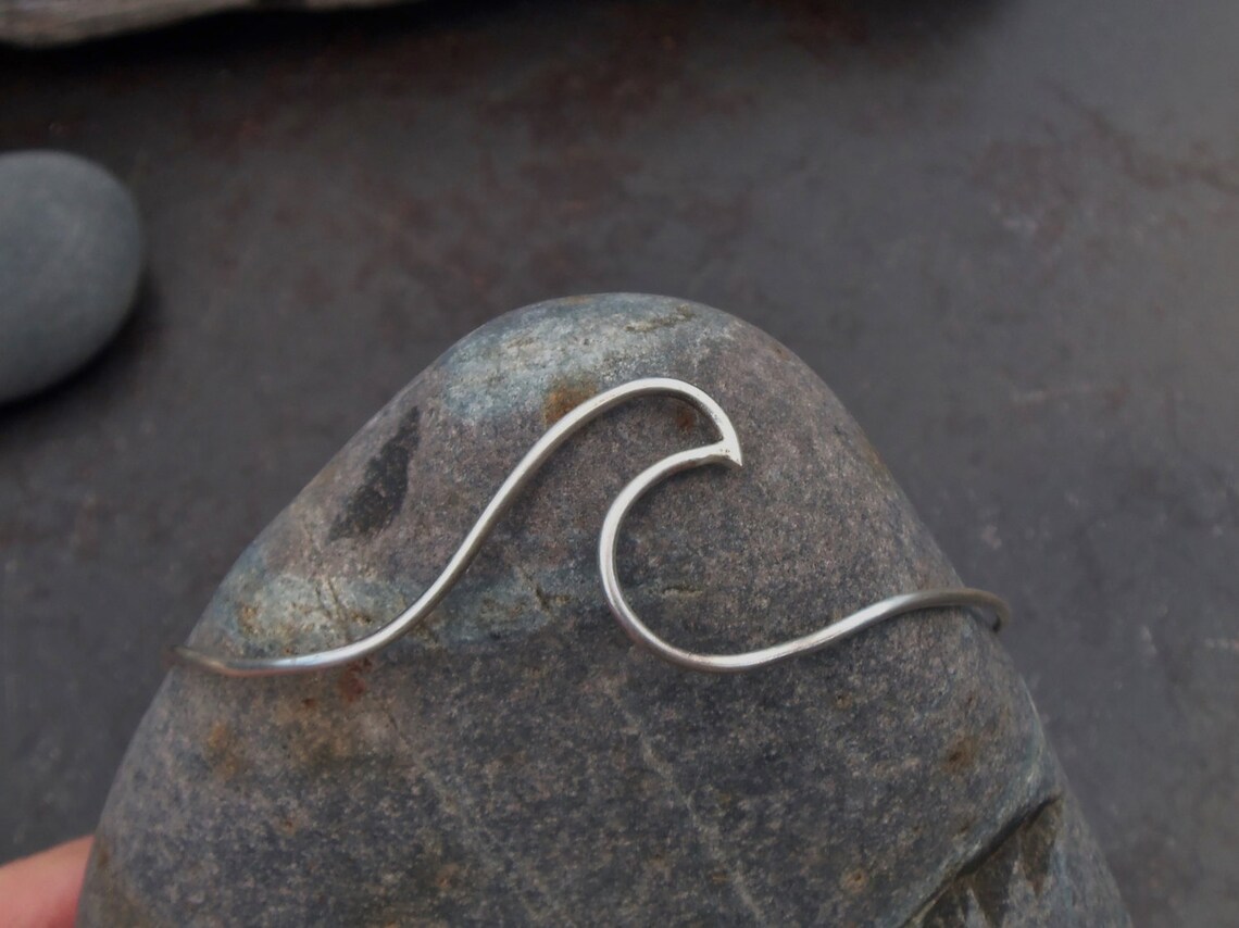 Wave Bracelet Sterling Silver Hand Formed Wave Bangle - Etsy
