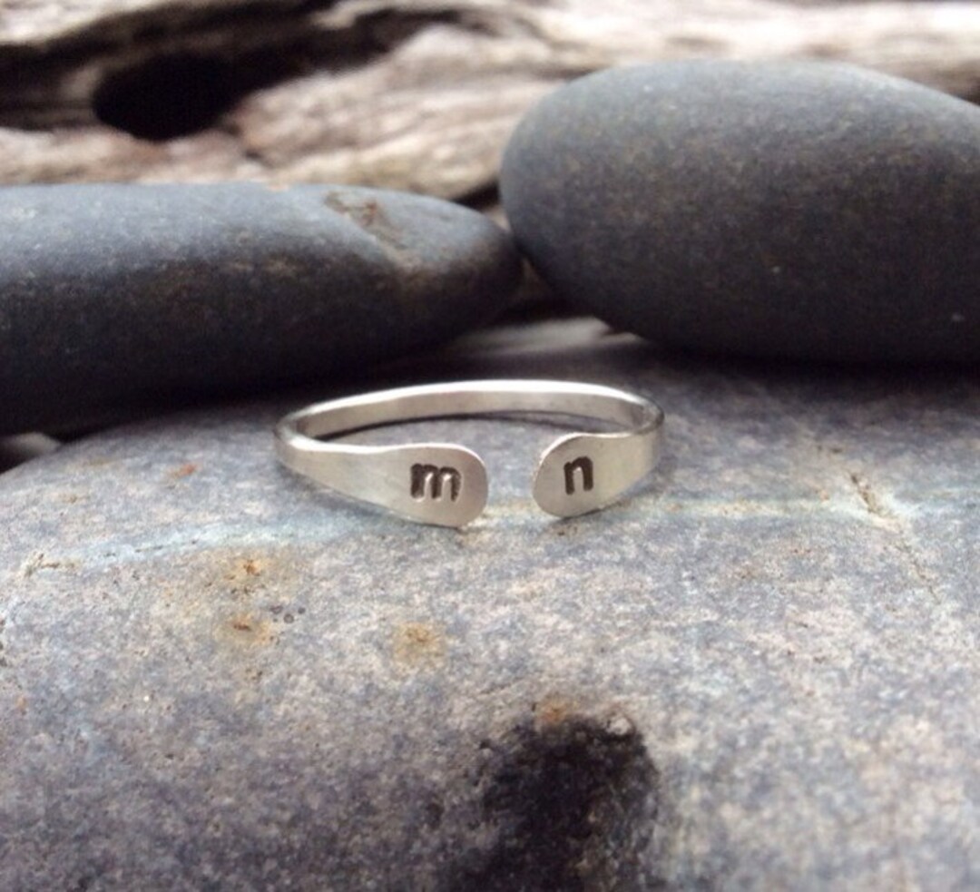 Sterling Silver Ring, Personalized Intial Ring, Couples Ring, Mothers ...