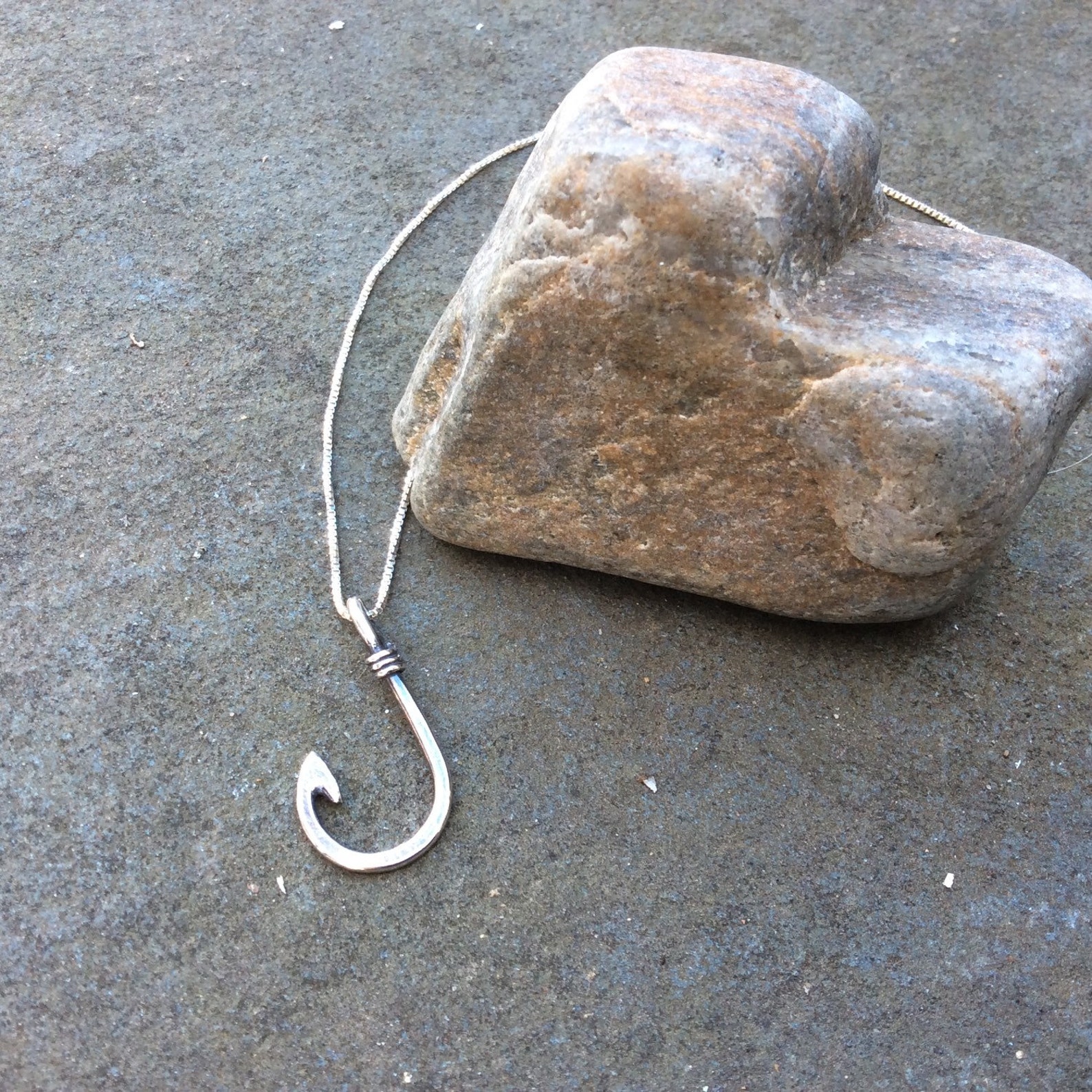 Sterling silver jewelry Sterling silver fish hook necklace | Etsy