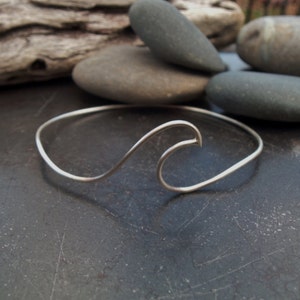 Wave Bracelet, Sterling Silver Hand Formed Wave Bangle Bracelet - Etsy