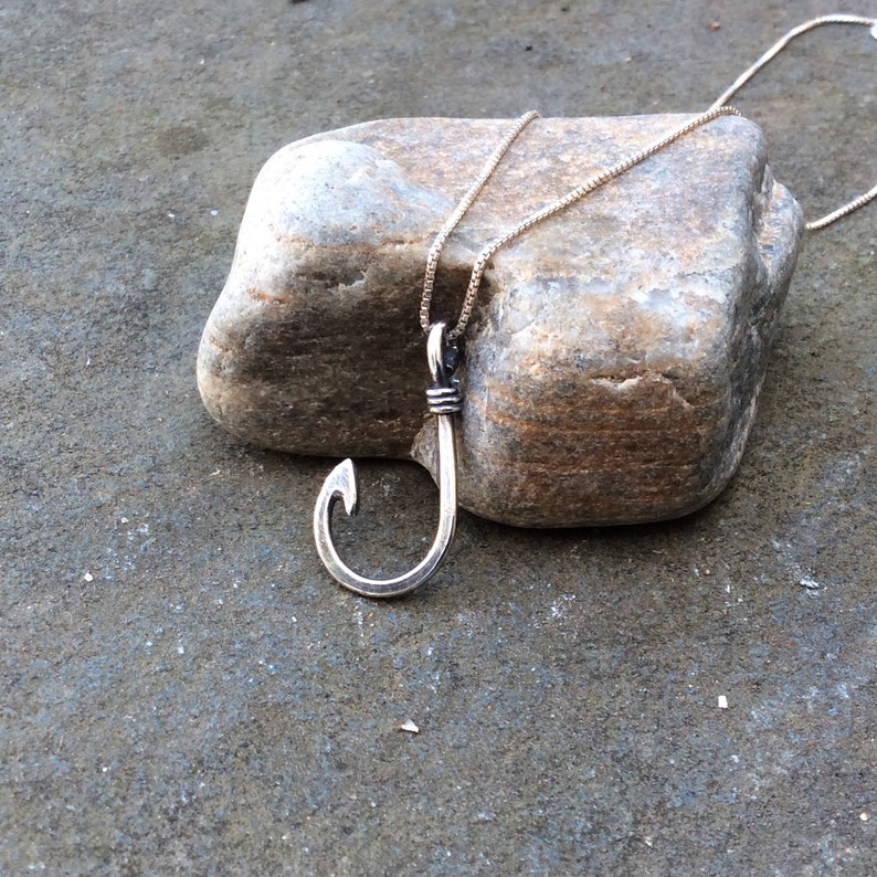 Sterling Silver Jewelry Sterling Silver Fish Hook Necklace - Etsy