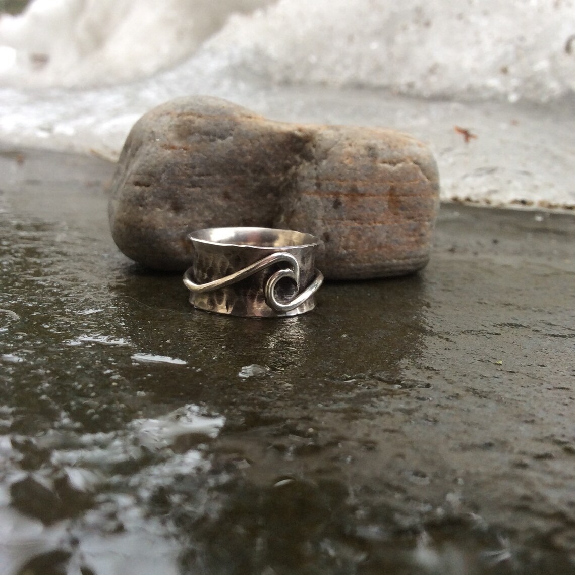 Sterling Silver ocean Wave Spinner Ring - Etsy UK