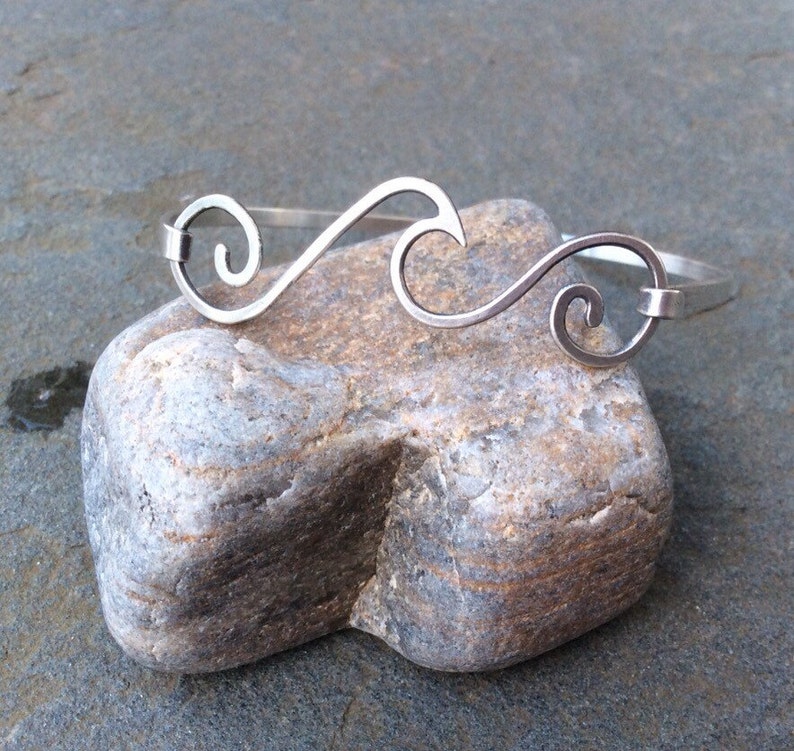 Sterling Silver Jewelry, Ocean Wave Sterling Silver Bangle Bracelet - Etsy