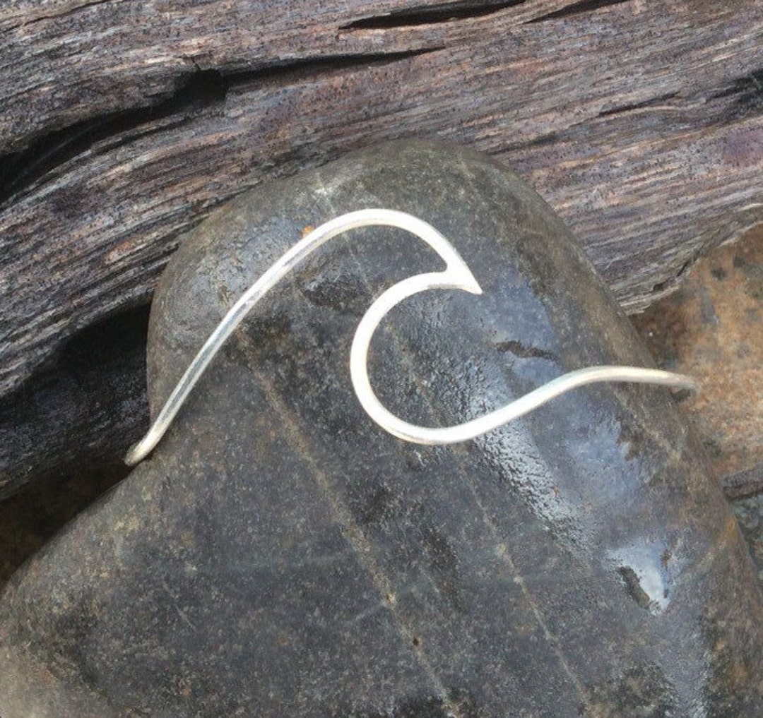 Wave Bracelet, 14 Gauge Sterling Silver Hand Formed Wave Bangle ...
