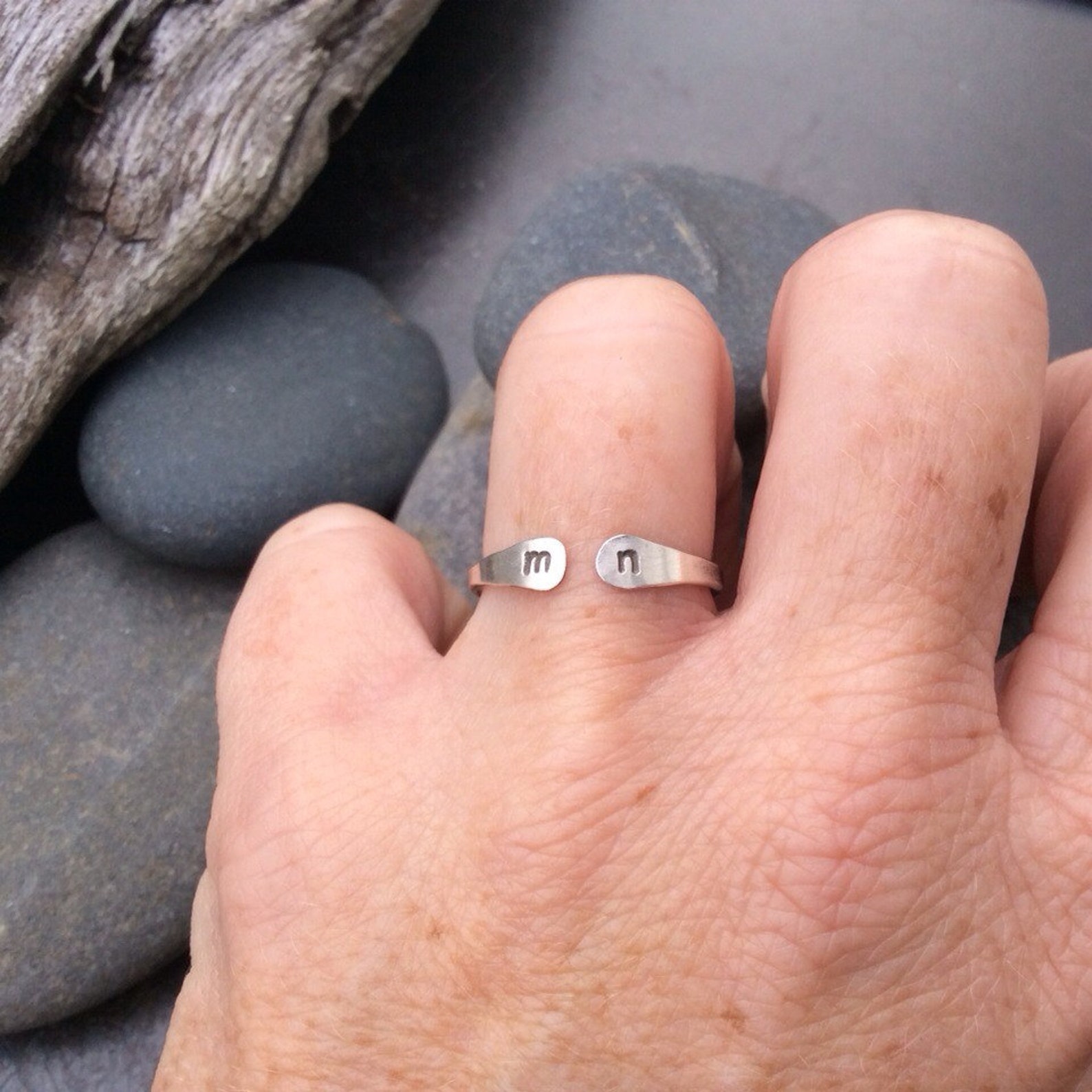 Sterling Silver Ring Personalized Intial Ring Couples Ring - Etsy