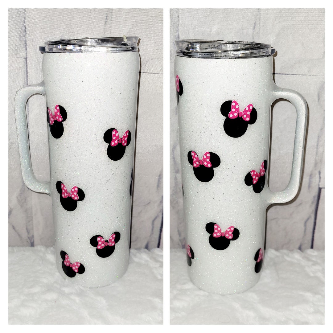 Tumbler With Handle Minnie Mouse Glitter Tumbler - Etsy