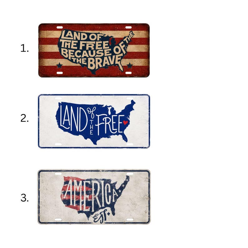 Vintage American Flag License Plate – Land of the Free Patriotic Decor ...