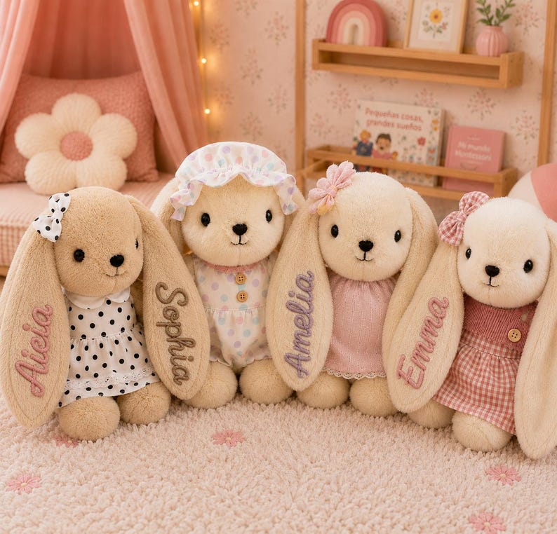 Personalized Plush Bunny With 3D Yarn Name, Soft Cuddly Keepsake Toy - Etsy