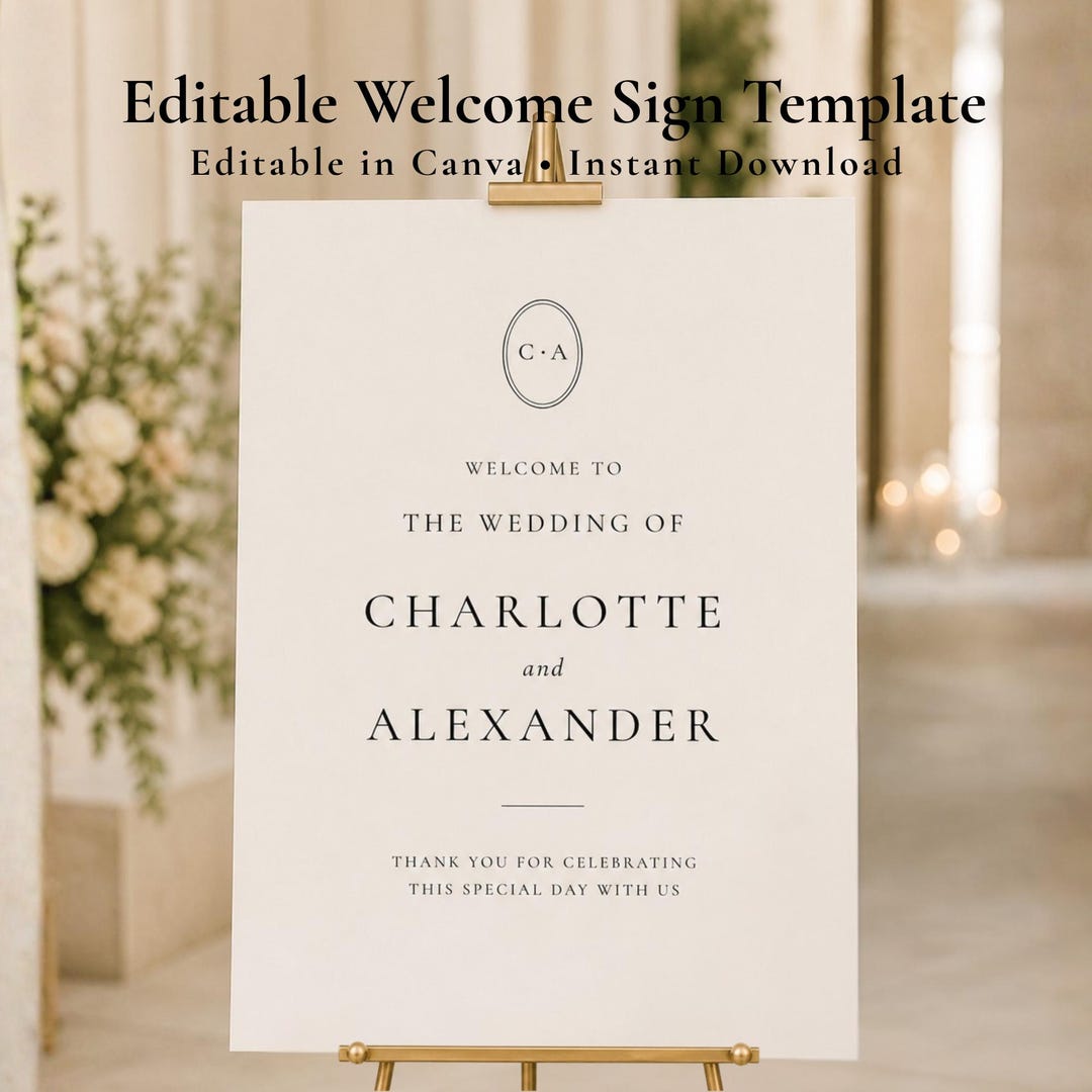 Wedding Welcome Sign Template Editable Canva Wedding Welcome Sign - Etsy UK