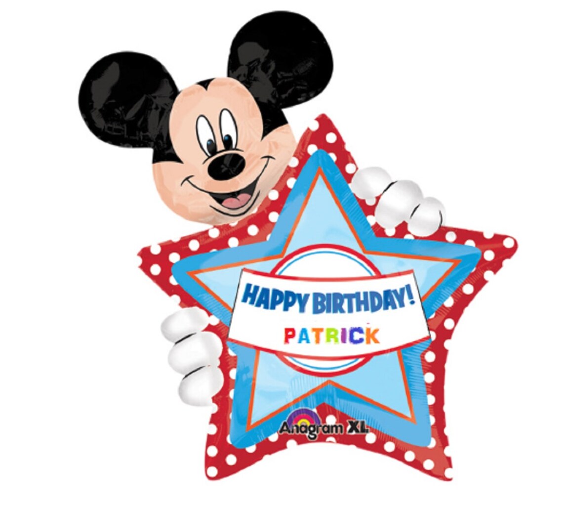 30" MICKEY Mouse HAPPY BIRTHDAY Balloon - Personalize With Included ...