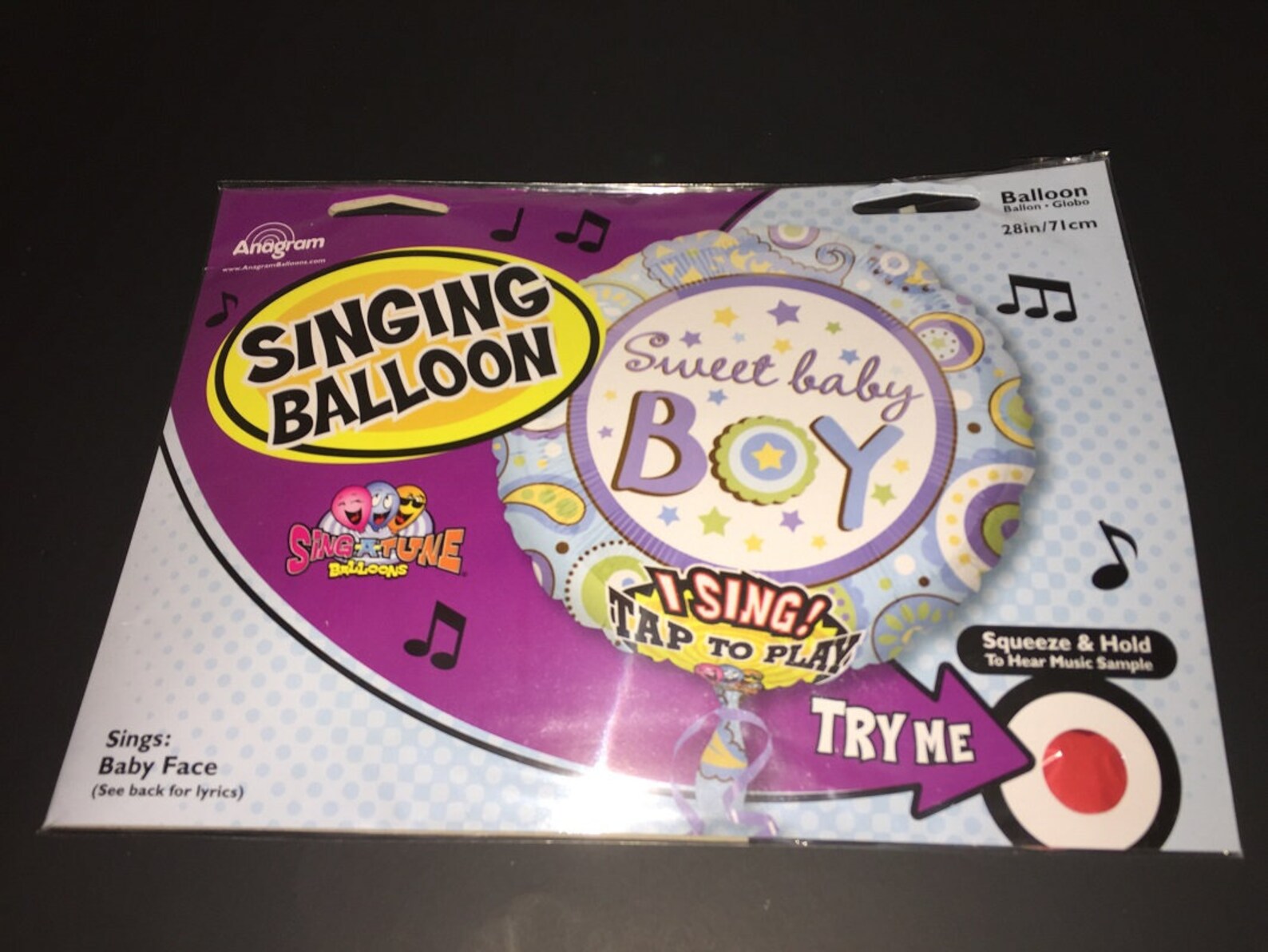 Jumbo 28" SINGING Balloon -- Sweet BABY BOY -- Sing a Tune Balloon ...