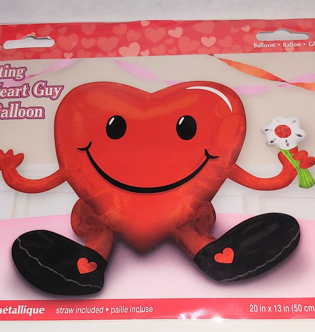 Smiley HEART Guy W/flower - 13" X 20" SITTING Multi-balloon Inflatable ...
