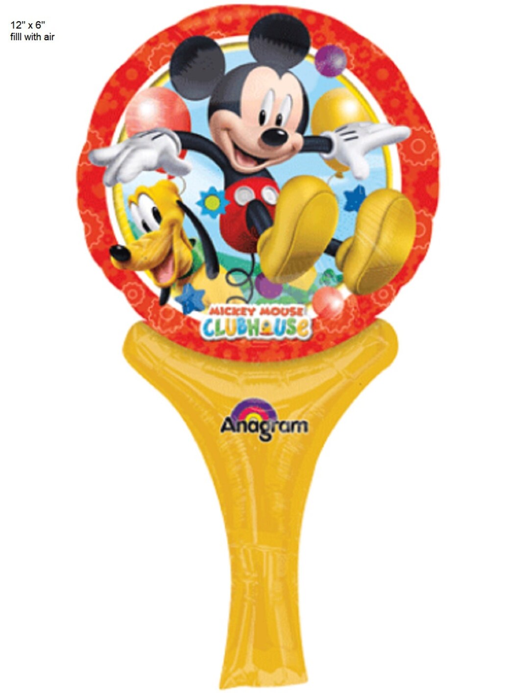 12" MICKEY MOUSE With PLUTO - Inflate-a-fun - Handheld Balloon -airfill ...