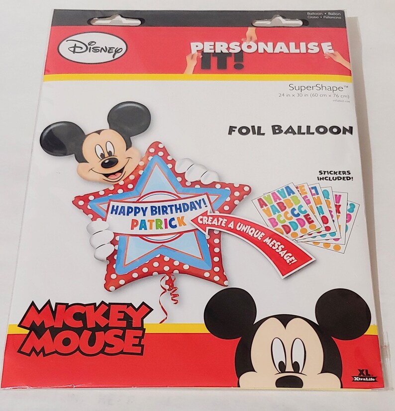 30" MICKEY Mouse HAPPY BIRTHDAY Balloon - Personalize With Included ...