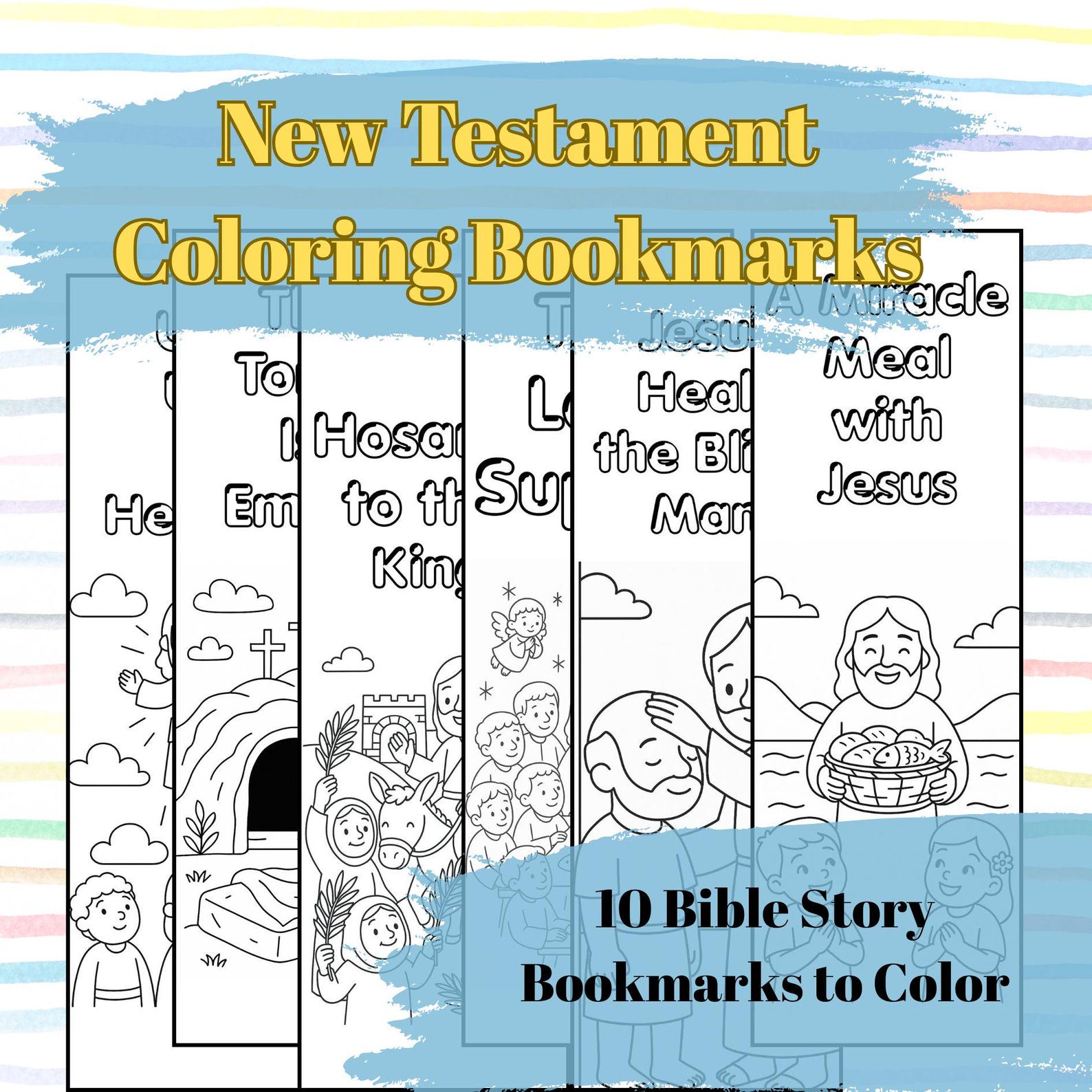 New Testament Coloring Bookmarks for Kids – 10 Bible Story Bookmarks to ...