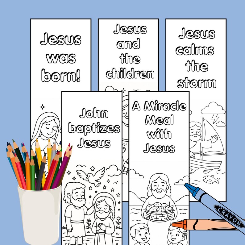 New Testament Coloring Bookmarks for Kids – 10 Bible Story Bookmarks to ...