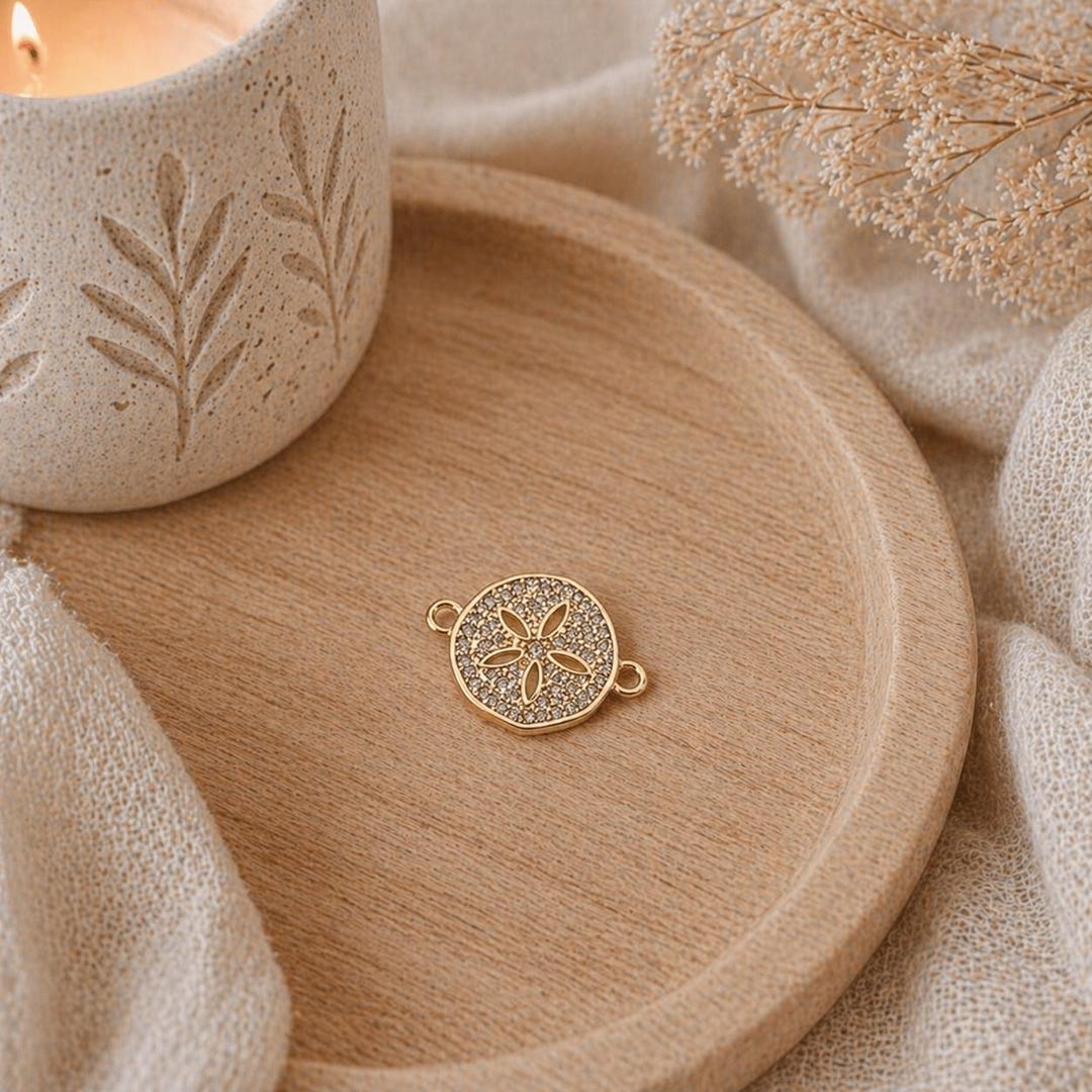 Dainty Flower Connector | Gold Plated Round Link | Dainty Permanent ...
