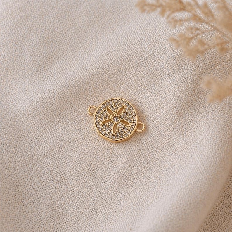 Dainty Flower Connector | Gold Plated Round Link | Dainty Permanent ...