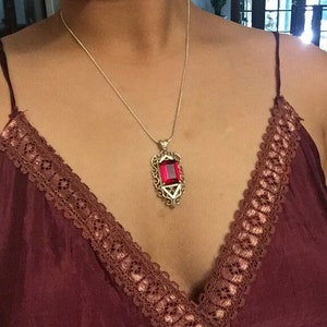 925 Sterling Silver Pendant Setted Faceted Hydro Ruby Stone TV Show ...