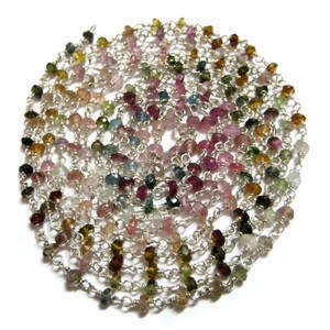 Gold Plated Gemstone Beaded Chain , Multi Colour Gemstone Faceted Roundelle Beads Cluster Bulk ...