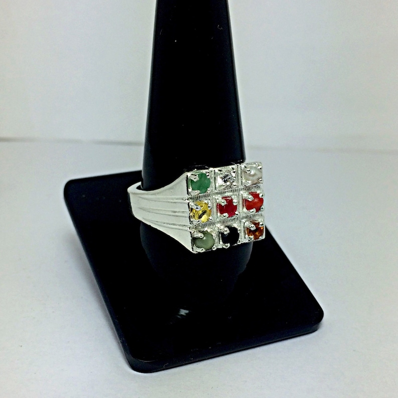 925 Sterling Silver Navratan Ring Studded Precious Nine Planet - Etsy
