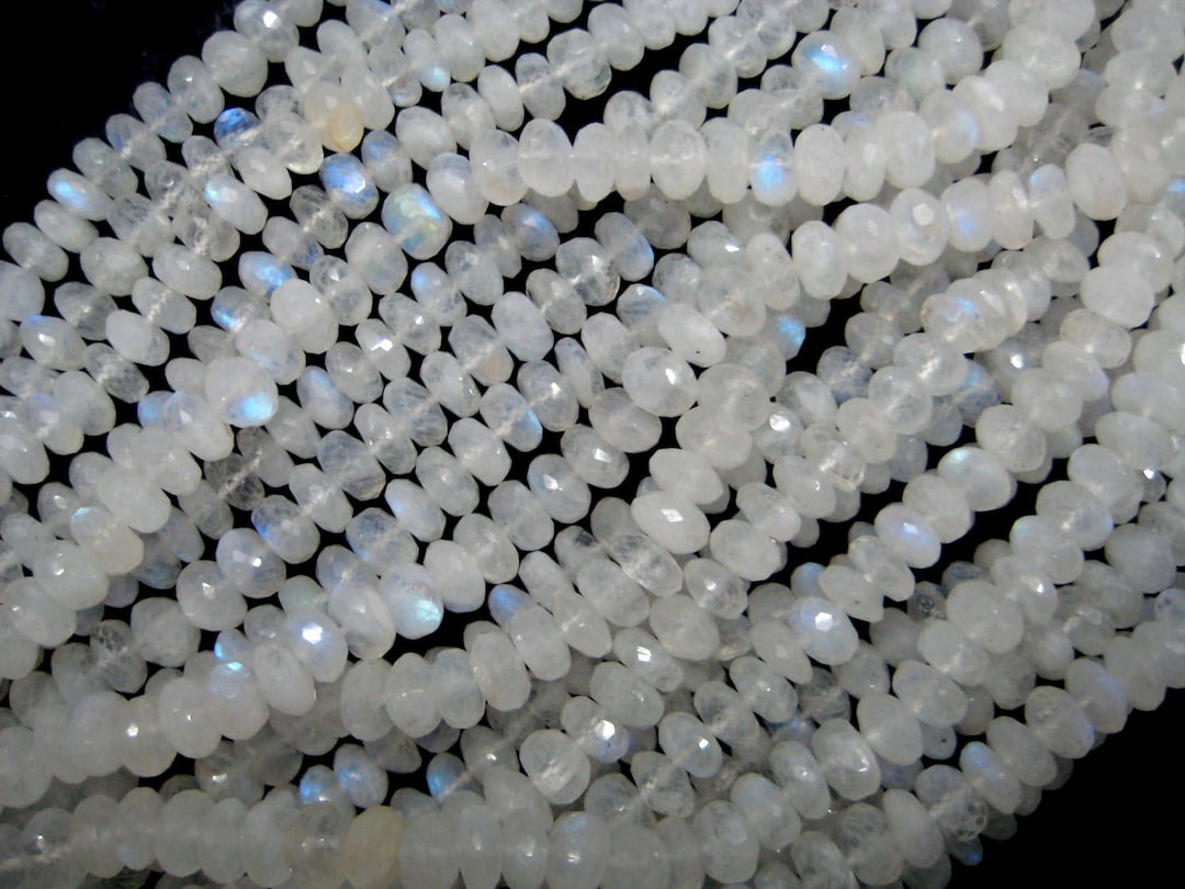 Full Strand of Blue Fire Rainbow Moonstone Faceted Beads , Nice Quality ...