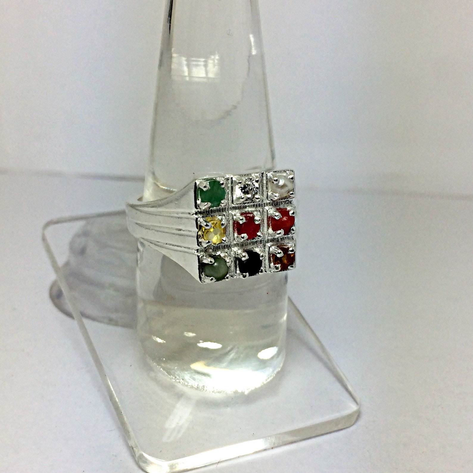 925 Sterling Silver Navratan Ring Studded Precious Nine Planet - Etsy